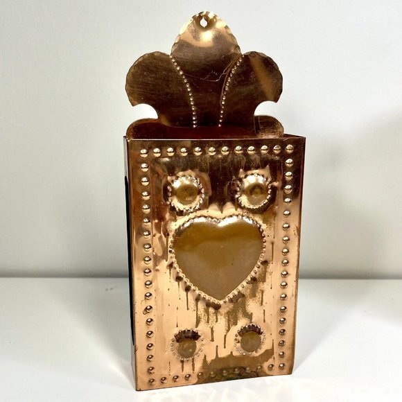Accents | Vintage Swedish Large Copper Metal Matchbox Wall Mount Holder Heart Design | Poshmark